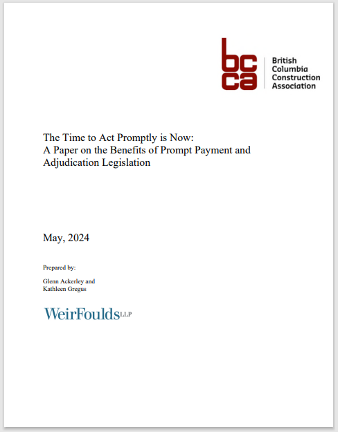 THE TIME TO ACT PROMPTLY IS NOW - BC Construction Association